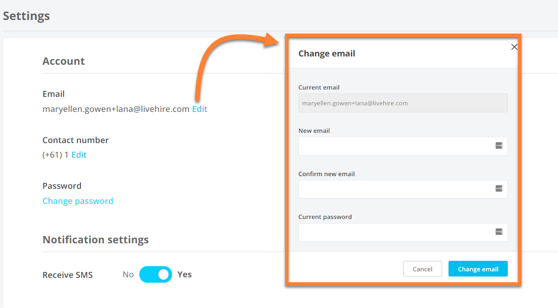 How Do I Change My Email Address or Password? – LiveHire Talent
